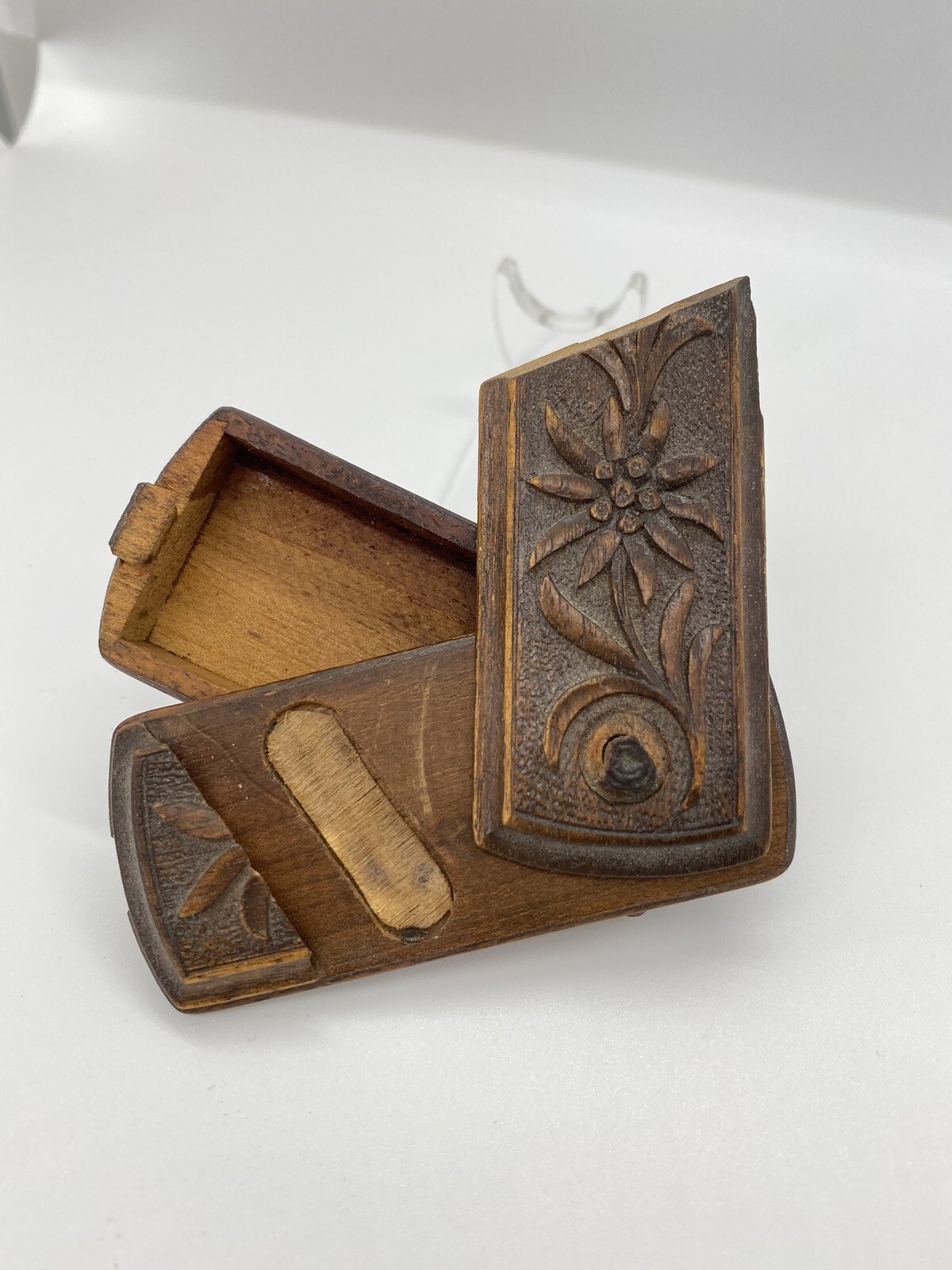 Antique Puzzle Snuff Box Hand Hand Carved Flowers Folk Art 1800s ...