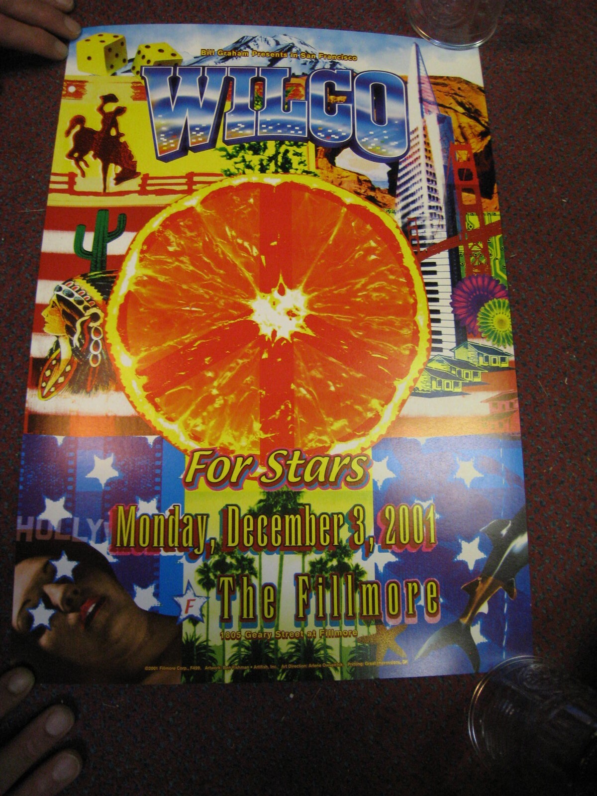 Wilco Poster For Stars Concert Monday December 3, 2001 The Fillmore | eBay