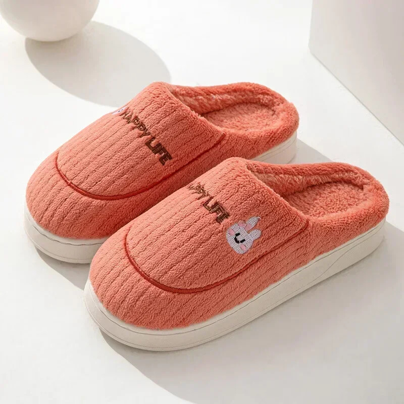 Short Plush Warm Indoor Casual Soft Soled Cotton Slipper Non-slip Shoe ...