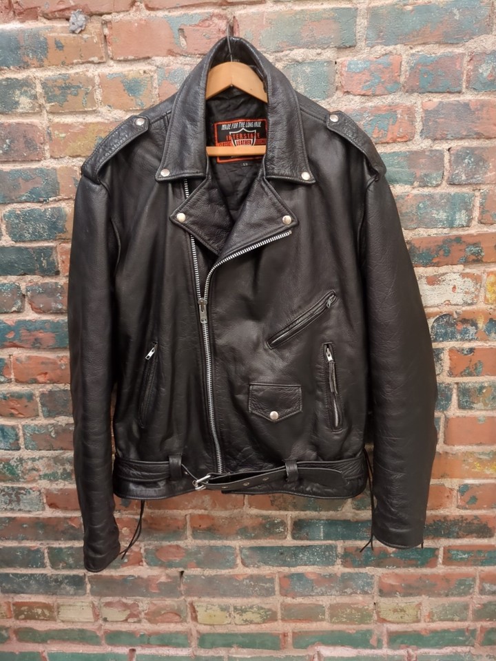 Interstate Leather Men's Moto Classic Riding Jacket Motorcycle Biker ...