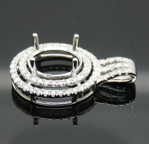 7x9mm Oval Cut 14K White Gold Natural Sparkly Diamond Pendant Prongs ...
