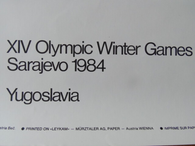 Sarajevo Olympic Winter Games 1984 100x70 cm Mujezinovic Hockey ...