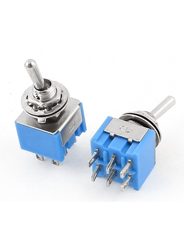 10Pcs AC 125V 6A 6Pin ON-OFF-ON DPDT Latching Mini Toggle Switch Blue ...