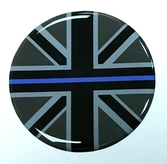 UNION JACK Thin Blue Line Sticker 70mm BLACK & 2 TONE GREY HIGH GLOSS ...