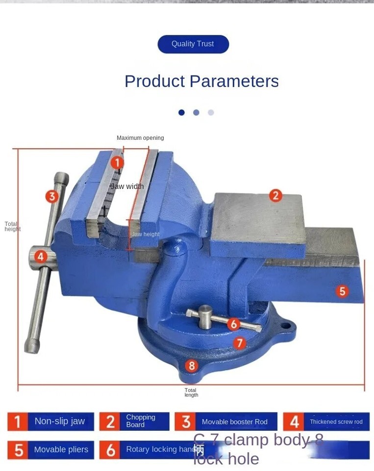 8 Inch Bench Vise with Anvil Table Vise Vise Workbench Pliers Hardware ...