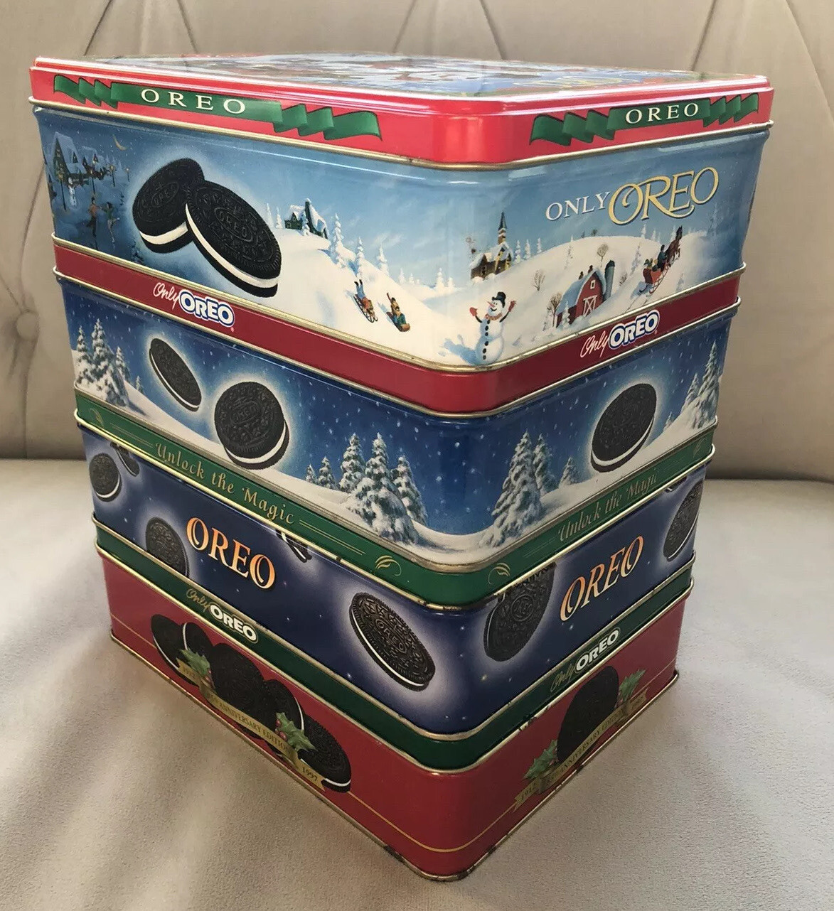 Oreo Stackable Christmas Tins, 1995, 1996, 1997, 1998 | eBay