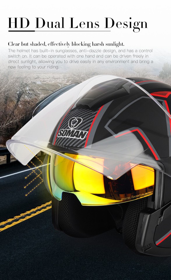 Motorcycle Open Face 3/4 Helmet Scooter Chopper Helmets Double Anti-UV ...