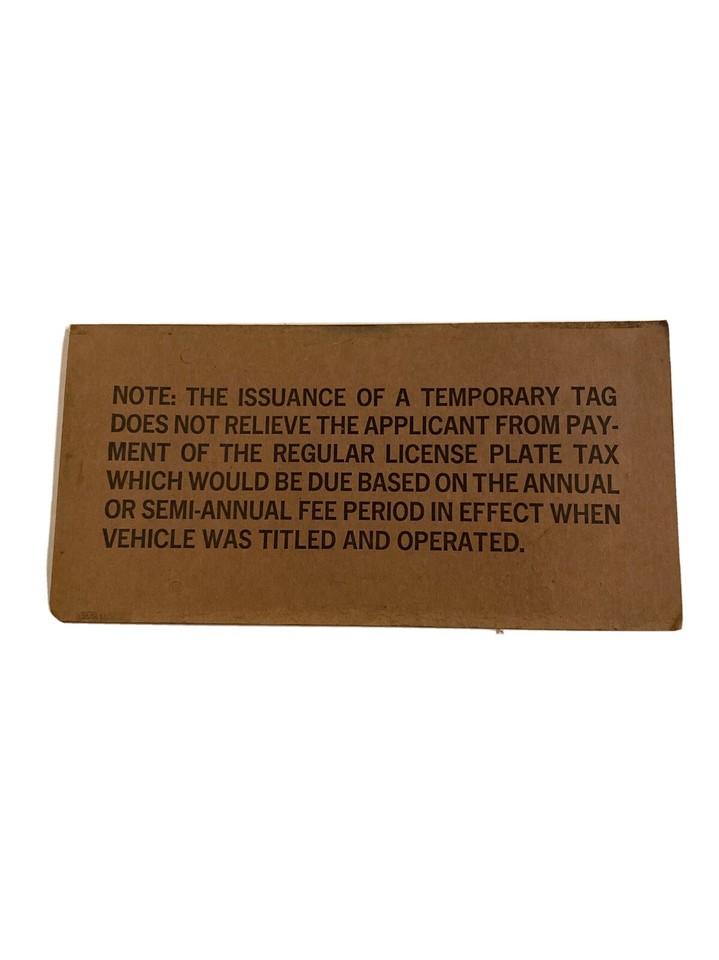 Vintage ohio temporary tag J029240 walter chevrolet 3-23-81 | eBay