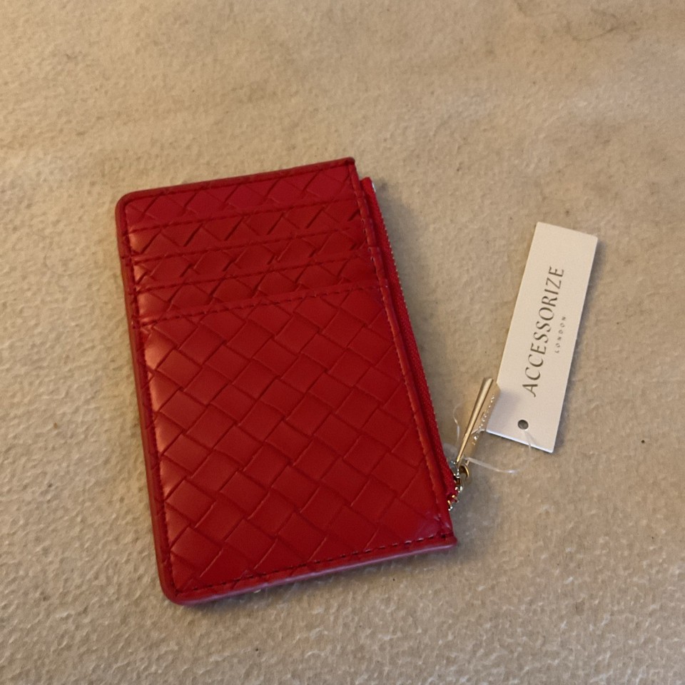 BNWT Accessorize Red Woven Card Holder & Small Zip Coin Purse | eBay