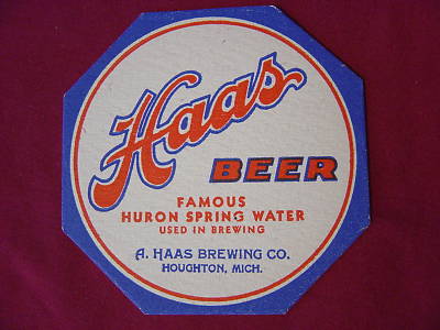 HAAS BEER CARDBOARD COASTER OCTOGON SHAPE BLUE EDGE VINTAGE ADVERTING 4 ...