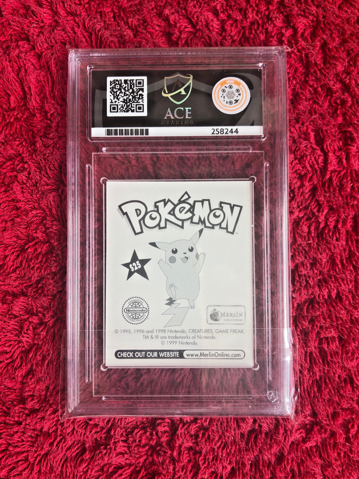 RARE GEM MINT GRADE 10 MEW PRISM - #S25 POKEMON 1999 MERLIN STICKER ...