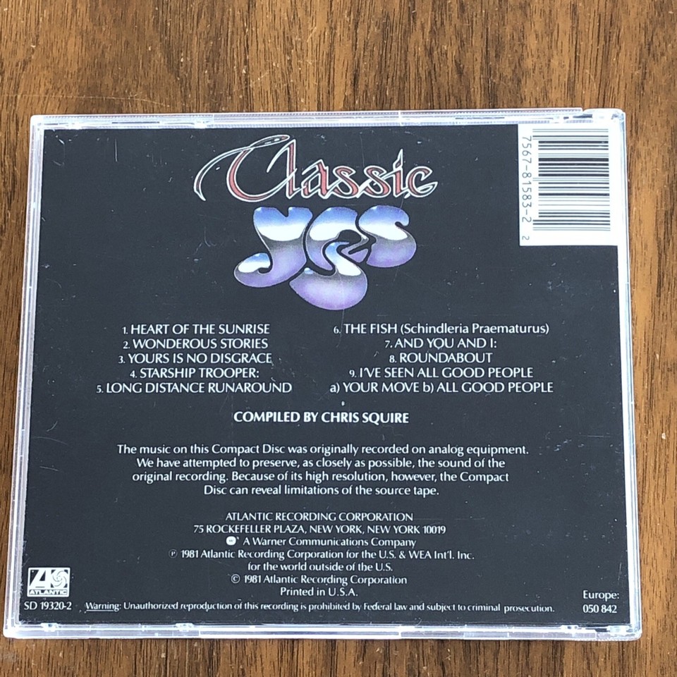 Classic Yes by Yes (CD, 1987, Atlantic) * | eBay