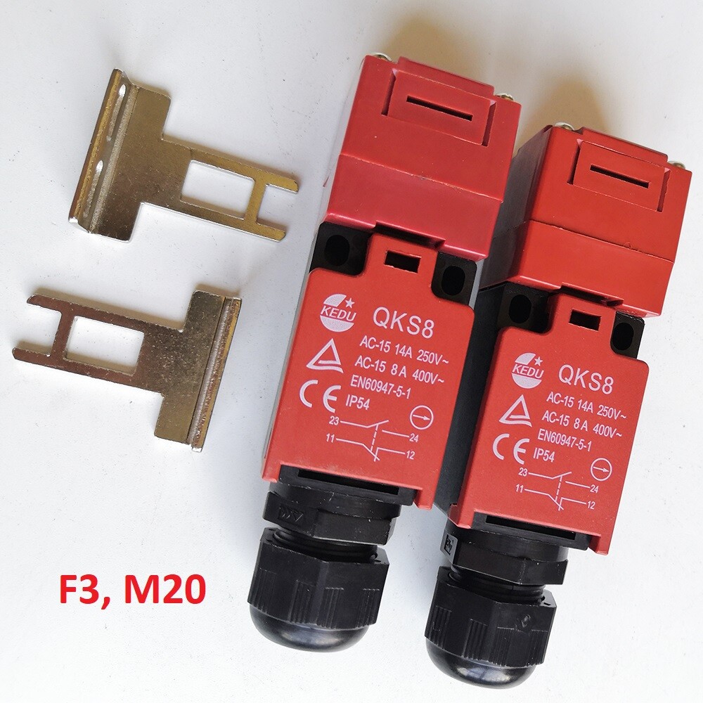 2Pc KEDU QKS8 Industrial Safety Door Key Switch F1 F3 Cable Gland M16 ...
