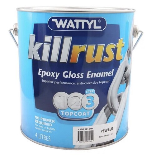 Wattyl Killrust Epoxy Gloss Enamel PEWTER Topcoat 4L - in stock | eBay ...