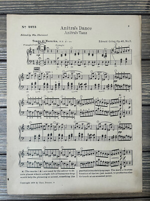 Vintage 1899 Anitra’s Dance Sheet Music Edvard Grieg | eBay