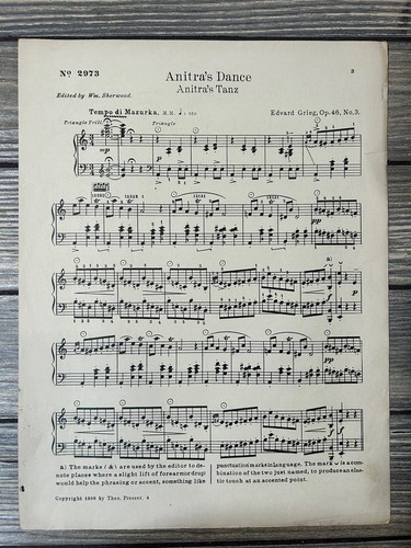 Vintage 1899 Anitra’s Dance Sheet Music Edvard Grieg | eBay