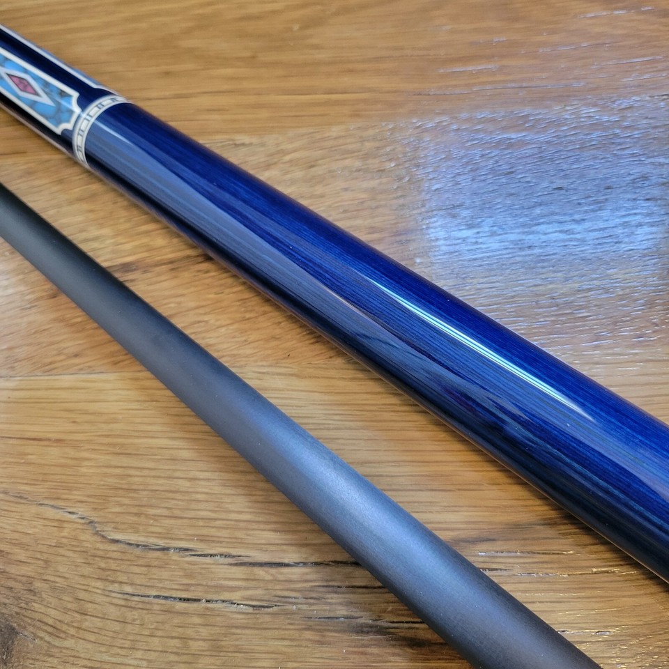 BLEMISH - 12.4mm REAL Carbon Fiber Pool Cue Stick Radial Joint 58" Blue ...
