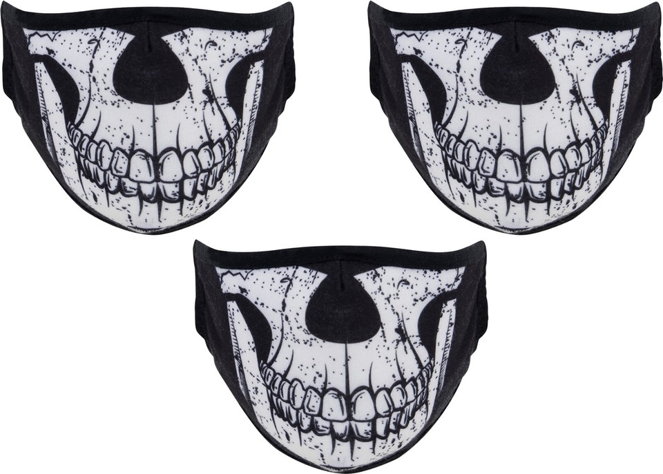 Half Skull Reusable Face Masks Triple Layer Flexible Soft Face Covers 3 ...