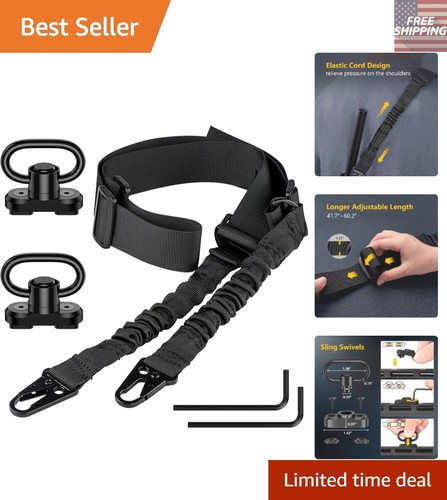 Two-Point Adjustable Gun Sling with Larger Spring Hooks & 360° Swivels ...