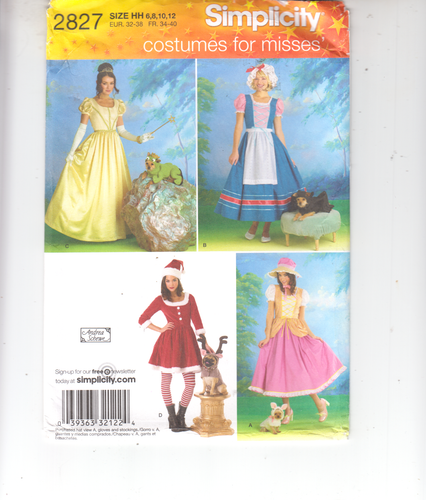 Simplicity 2827 Women Small Dog Character Costumes Sewing Pattern 6-12 ...