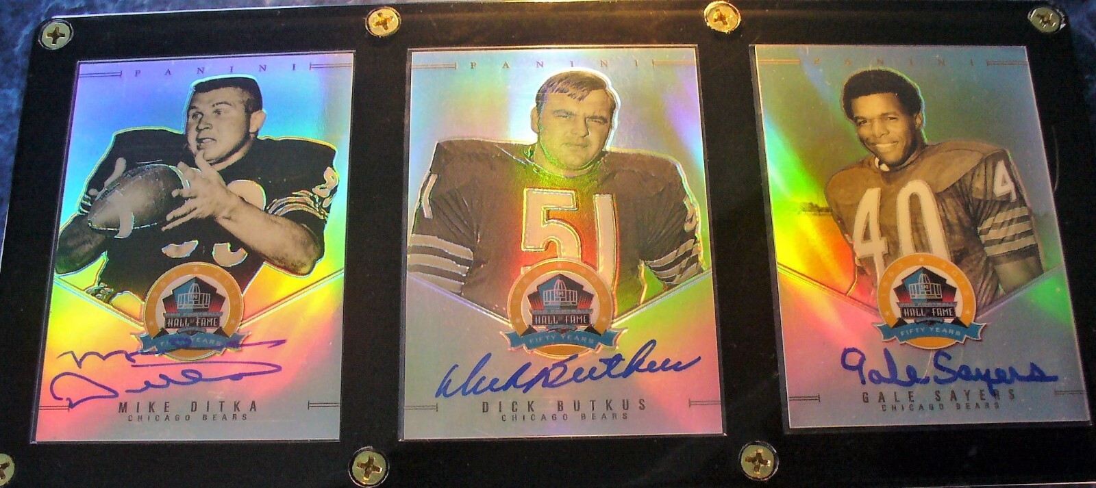 2013 Spectra Chicago Bears Halas Hall of Fame DITKA BUTKUS SAYERS #/50 ...