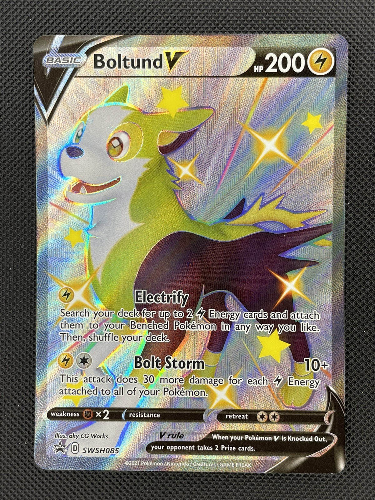 Boltund V SWSH085 - Shiny Holo Full Art Pokemon Card - Black Star Promo ...