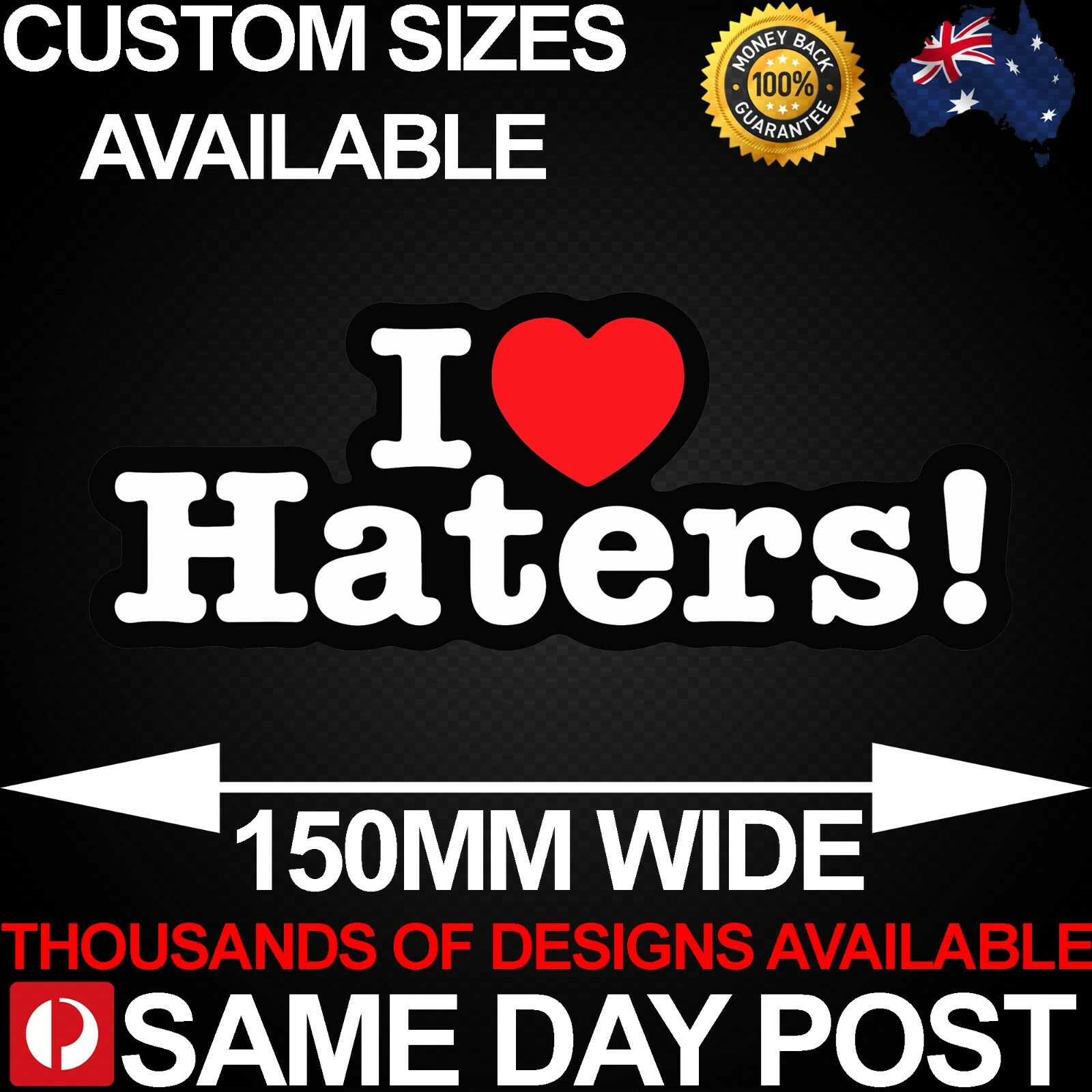 I HEART HATERS 3 150mm Wide Vinyl Car Sticker Decal Funny Meme Cheap | eBay