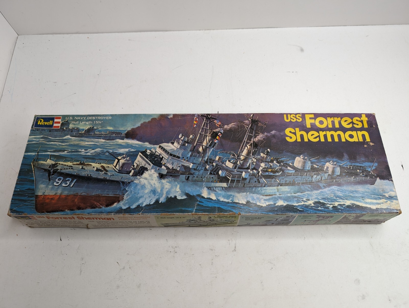 1972 Revell USS Forrest Sherman Navy Destroyer Plastic Ship Model #H463 ...
