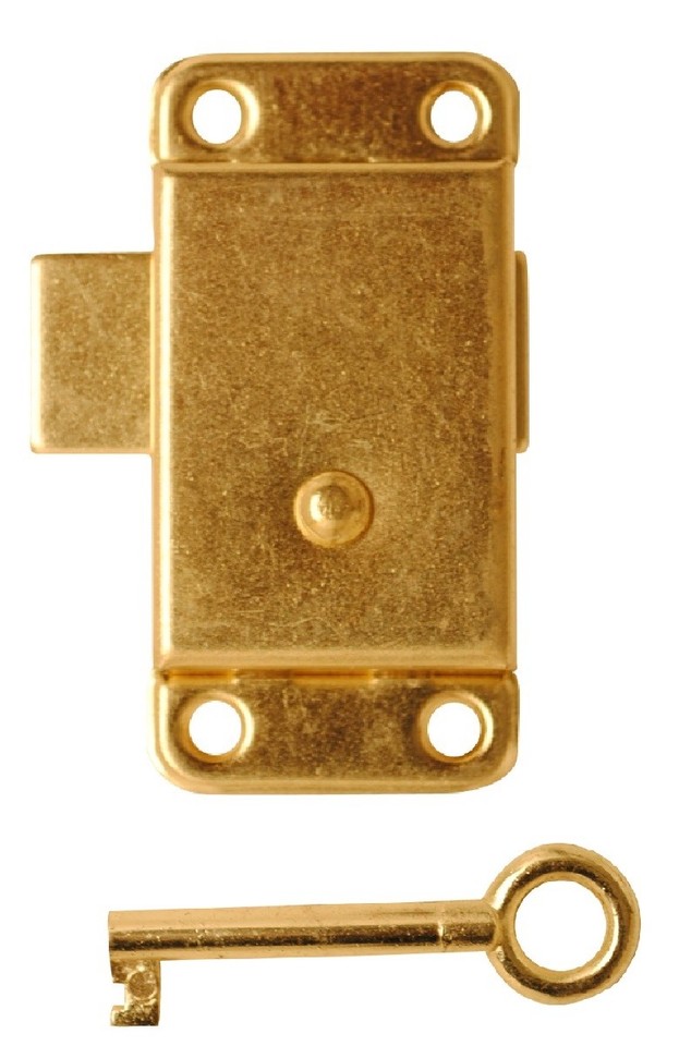 Brass Wardrobe Lock & Key 50mm or 63mm Cupboard Drawer Cabinet Door ...
