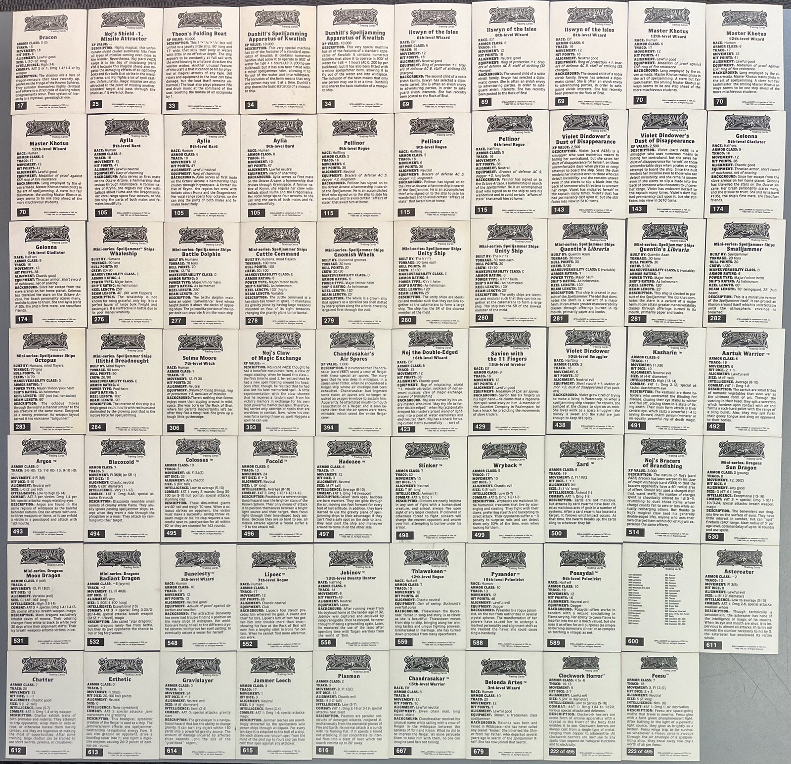 SpellJammer Trading Cards Dungeons & Dragons ( TSR, ‘92-‘93) Lot of 69 ...