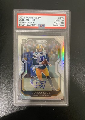 2020 JORDAN LOVE PANINI SILVER PRIZM AUTO RC PSA 9 MINT AUTO 10 PACKERS ...