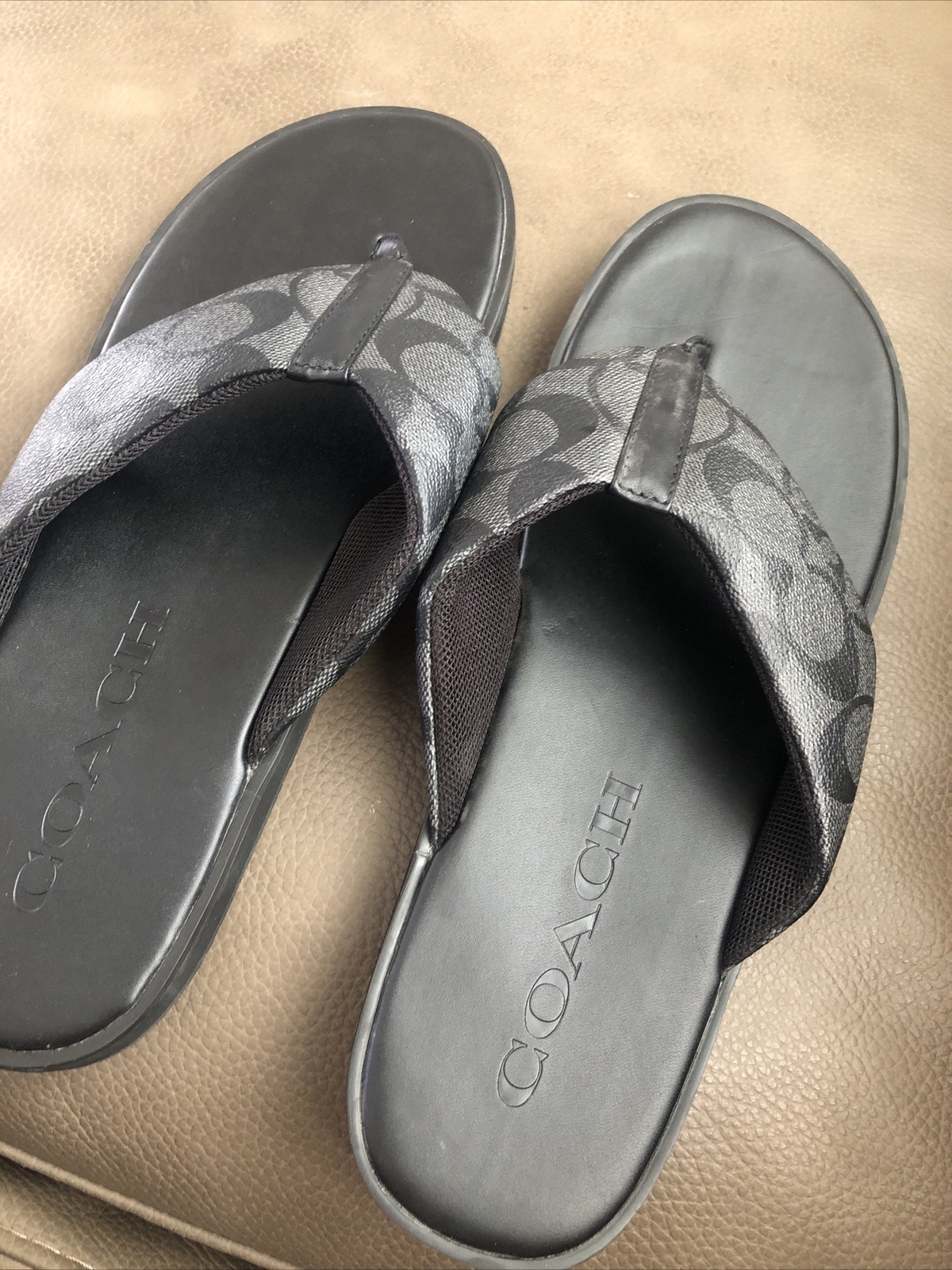 Coach Flip Flop in Signature Canvas Charcoal Multi G4… - Gem