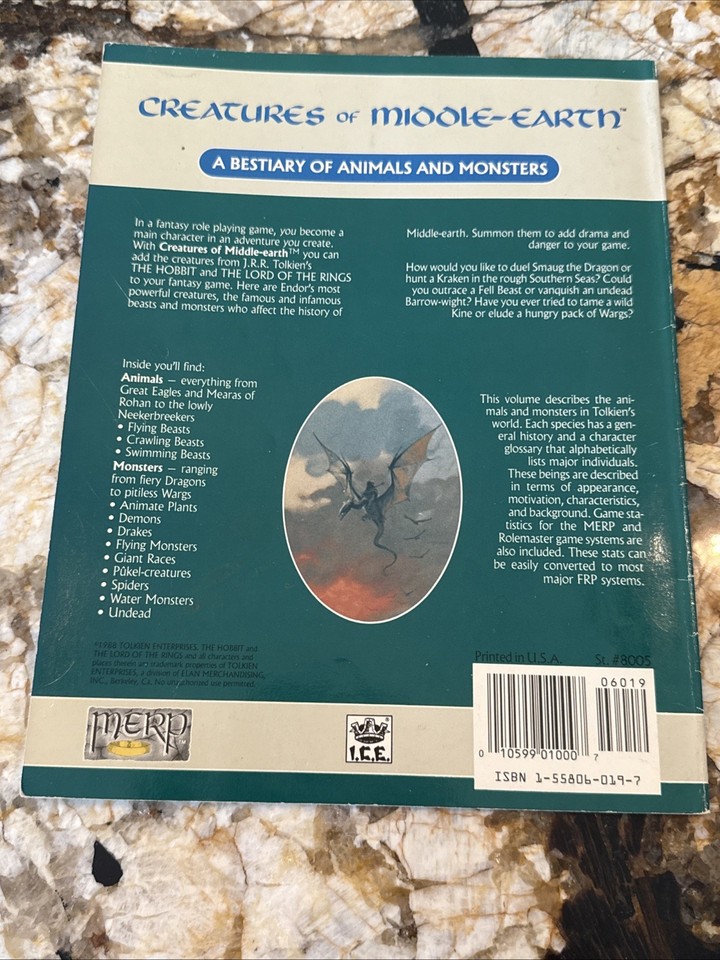MERP Middle Earth Roleplaying Creatures of Middle Earth 1st edition ICE ...