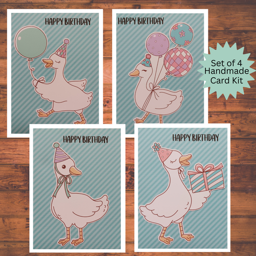 Happy Birthday Party Goose Die Cut Card Kit: DIY Paper Craft A2 Size w ...