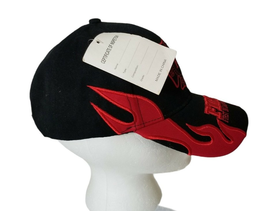 Fire Department First In Last Out Flames Embroidery Adjustable Cap New ...