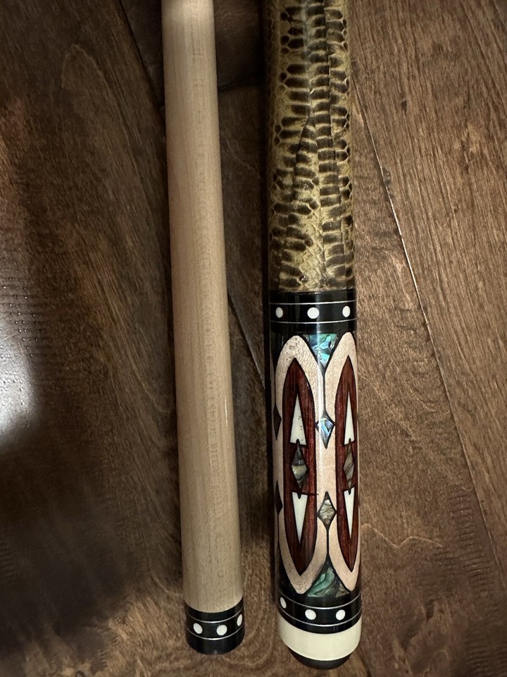 Custom Pool Cue w/ Pearl Inlays Cobra Skin Wrap! | eBay