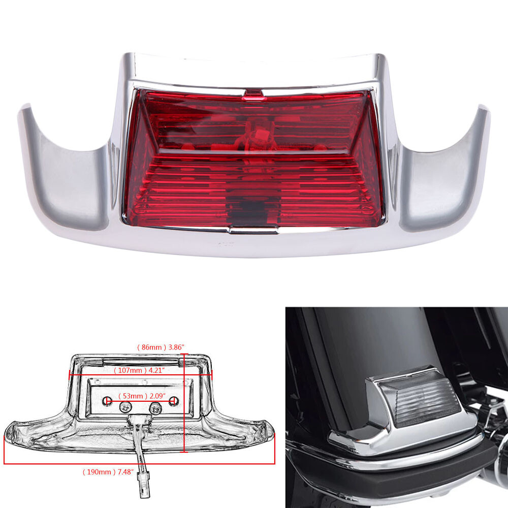 Chrome Red Rear Fender Tip Lens LED Light fit for Harley FLHT FLHR Road ...