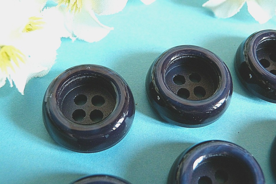 257C Stunning Buttons Vintage " Horizon " Blue Iridescent 6 Buttons Ép ...