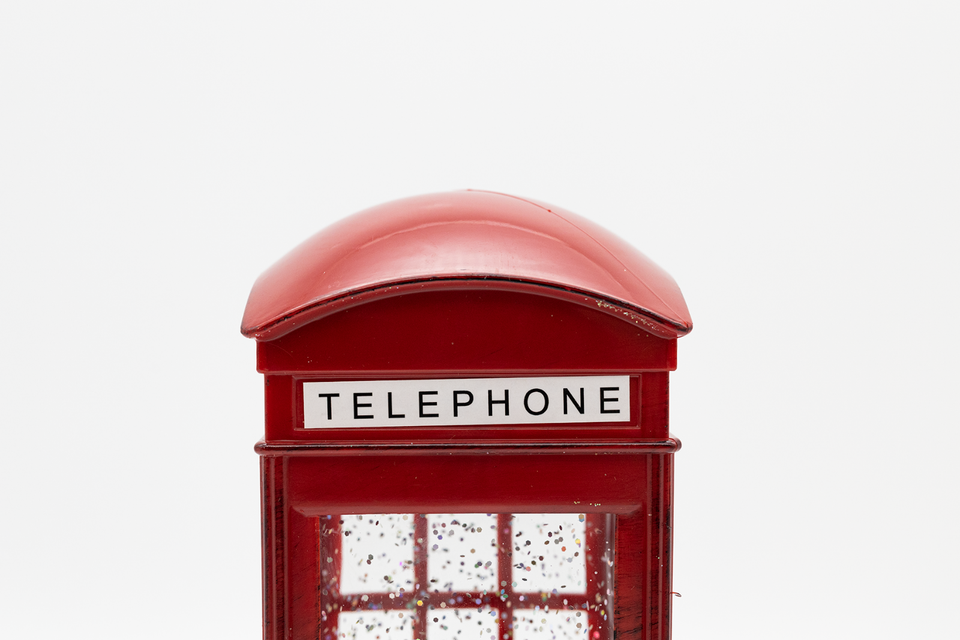 Christmas Snow Globe Ornament Nutcracker Xmas Decor Telephone Box Red ...