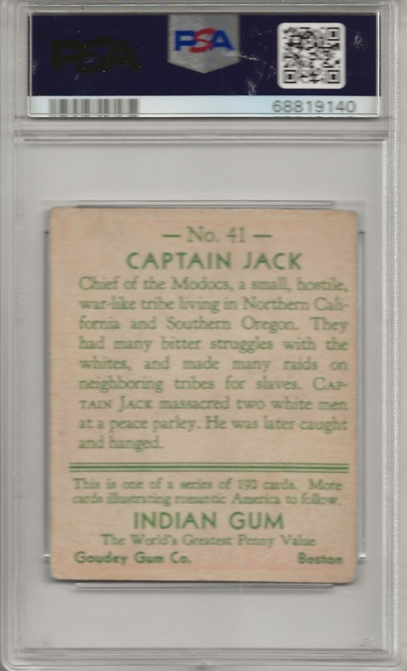 1933 INDIAN GUM #(192) CAPTAIN JACK, PSA 1 | eBay