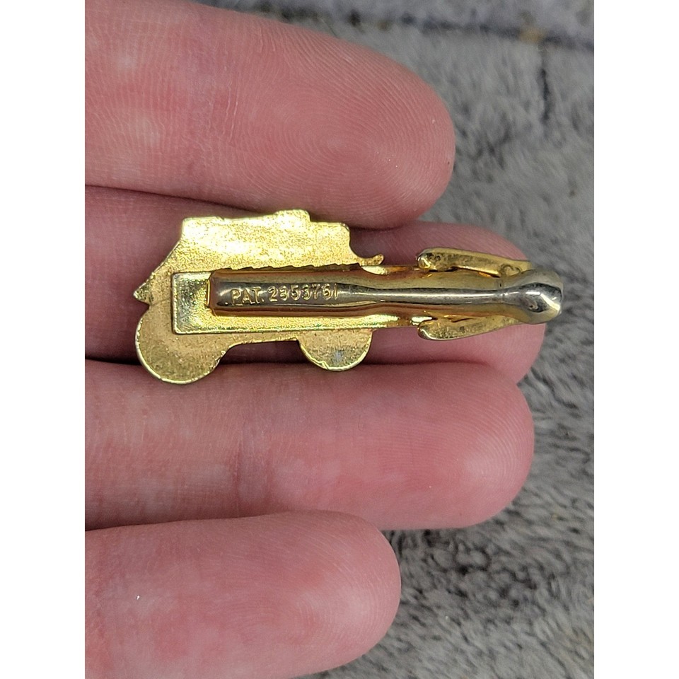 Vintage Wells Fargo Stagecoach Gold Tone 1 1/2" Tie Clip Clasp Old West ...