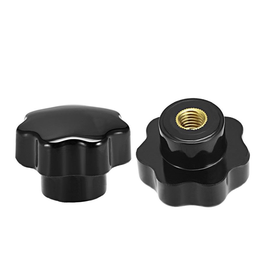 2 Pcs M10 Female Threaded Clamping Knob Brass Insert Star Nut Grip ...