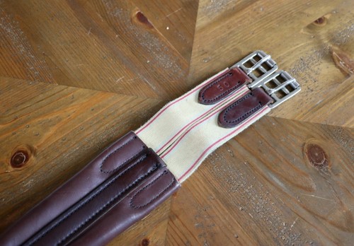 50" Leather English Girth Single Elastic Roller Buckles Brown VUC | eBay