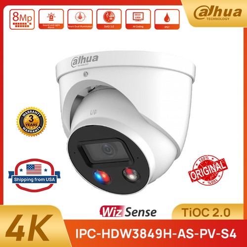 Dahua 4K 8MP IPC-HDW3849H-AS-PV S4 TiOC 2.0 SMD 4.0 AI IP Camera Full ...