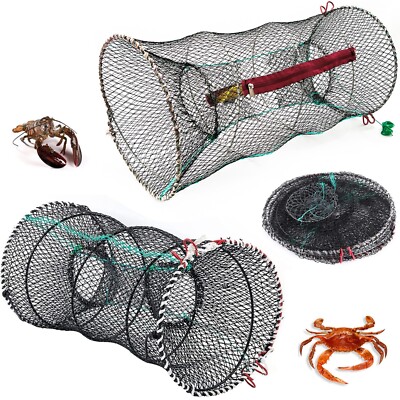 2 x CRAB TRAP NET CRAB PRAWN SHRIMP CRAYFISH LOBSTER EEL BAIT FISHING ...