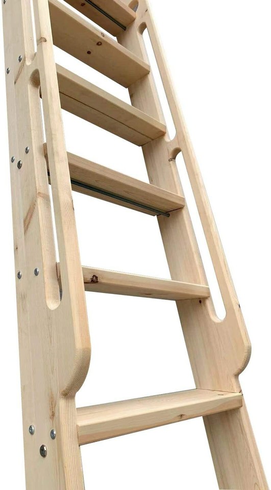 DIYHD Unfinished Rolling Library Wooden Step Ladder with Glab Handle | eBay