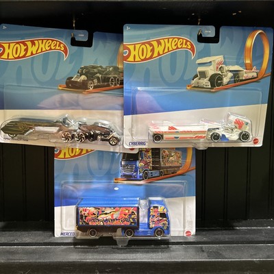 3 Hot Wheels: Rad Rider Rig, Cyberrig, Mercedes-Benz Actors 2021 Mattel ...