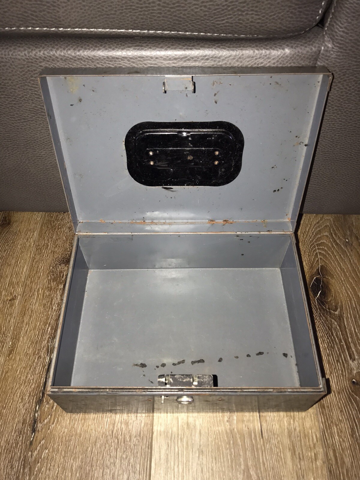 VINTAGE Industrial Security Lock Metal Box Gray Blue Retro RARE HEAVY ...