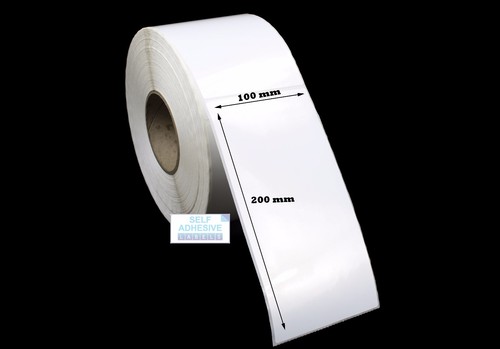 Gloss white PP labels, 100mm x 200mm, tear & weather resistant. 1k Roll ...