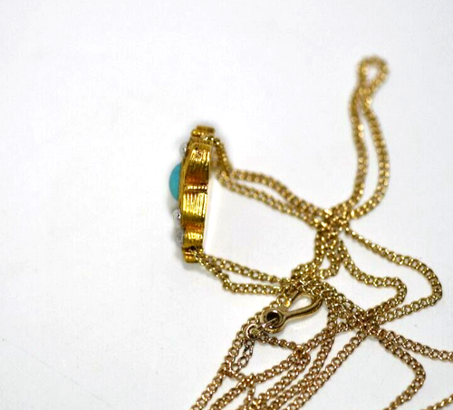 Vintage SOLID 14k Gold necklace Watch Slide Pendant With Pearl ...